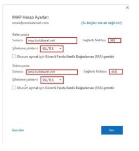 Turkticaret.Net Outlook Mail Kurulumu Rehberi